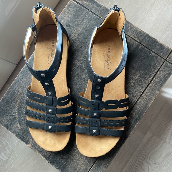 Natural Soul | Shoes | Natural Soul Black Studded Sandels | Poshmark